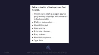 Dart Programming Language by Mark John Lado | PPT | Free Download