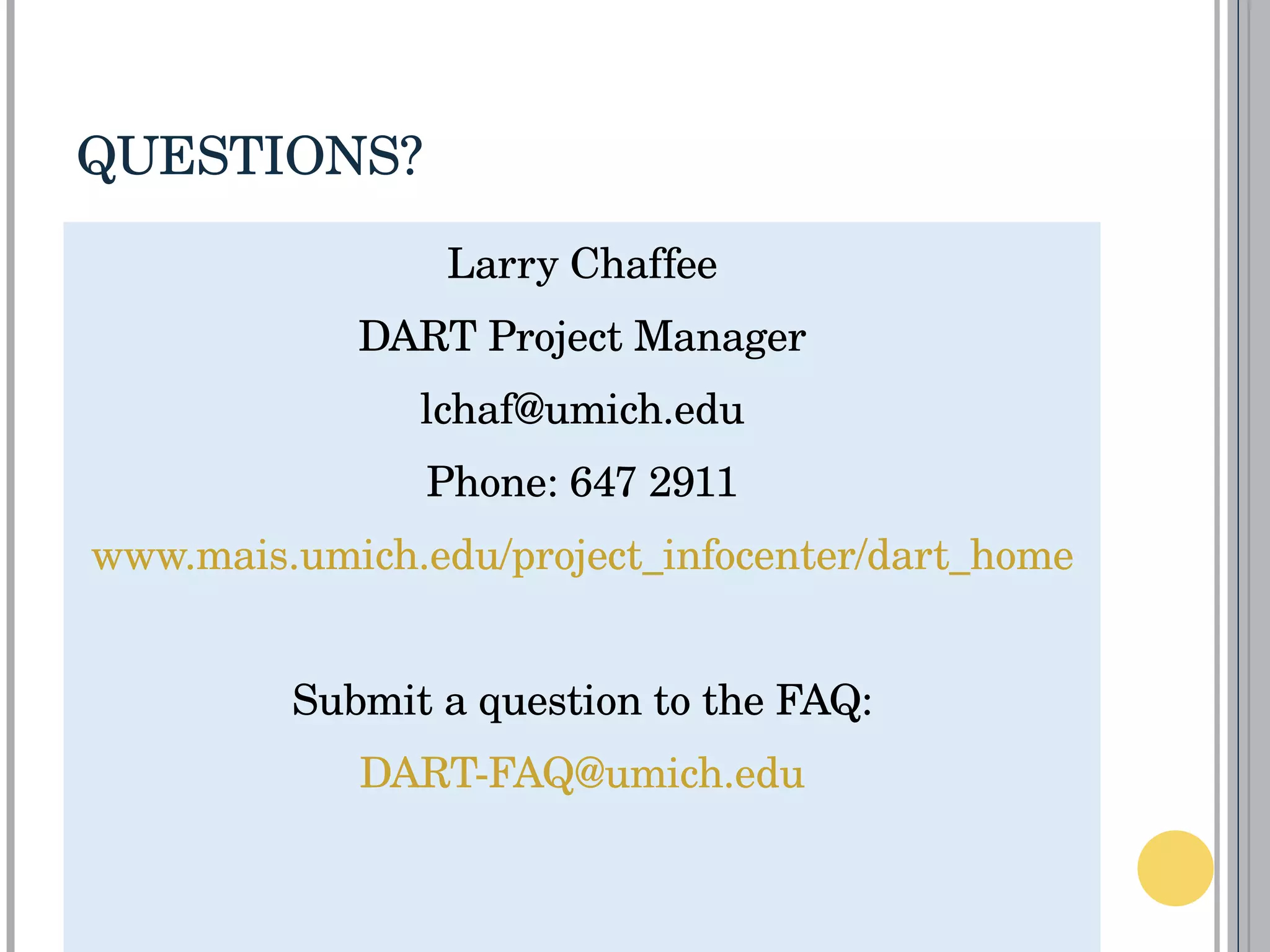 UM DART Project Organization | PPT