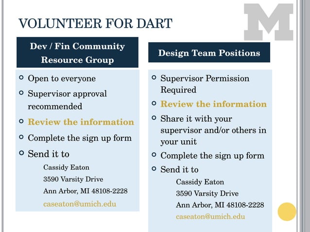 UM DART Project Organization | PPT