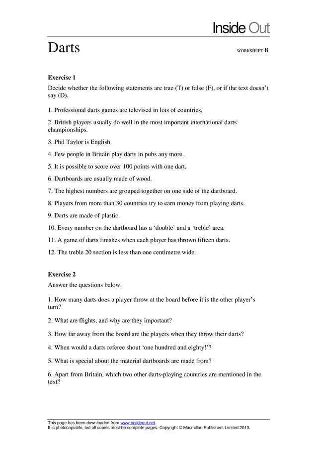 Darts Students | PDF | Darts | Sports