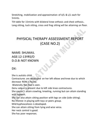PHYSICAL THERAPY ASSESSMENT REPORT | DOCX