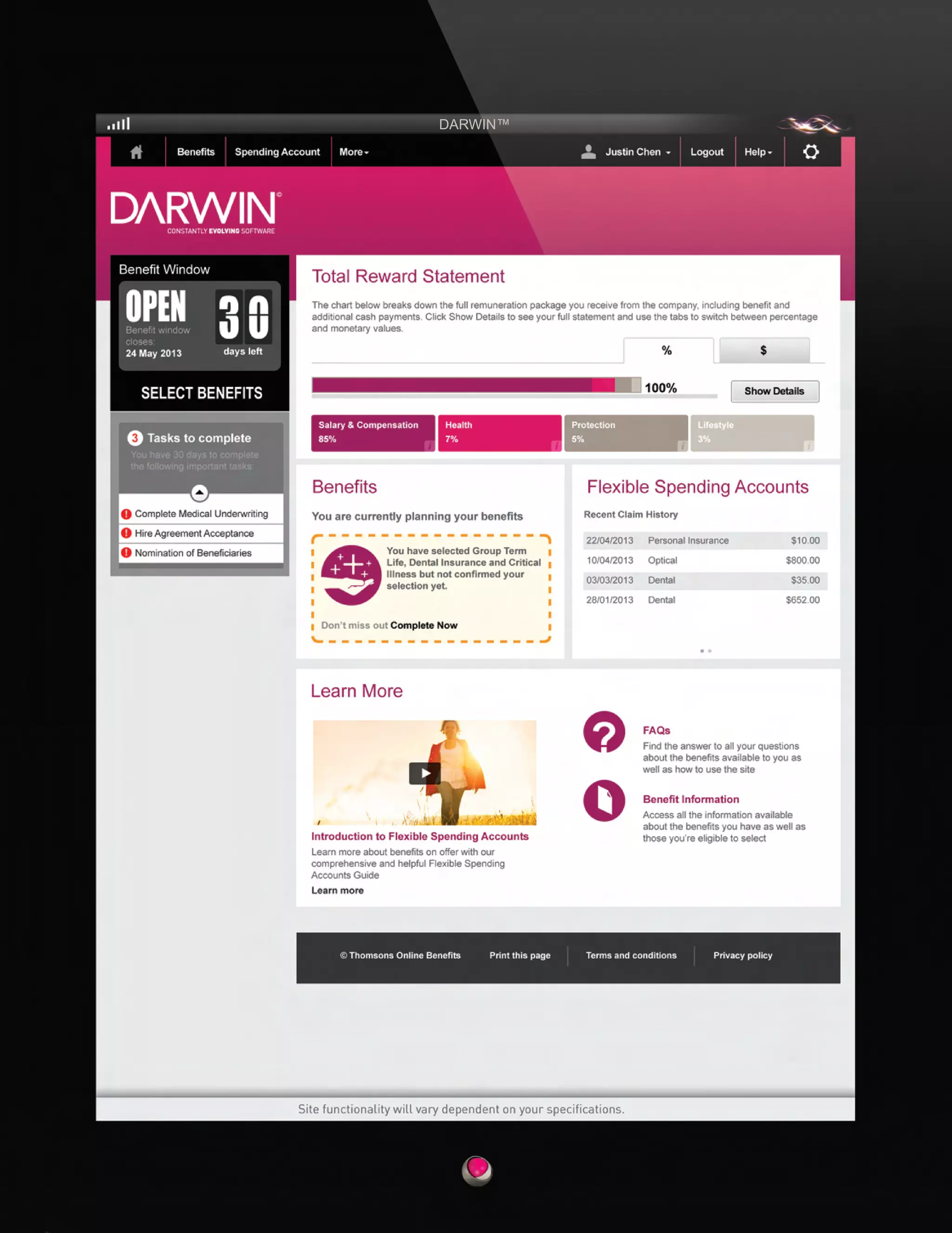 Global benefits and employee engagement software Darwin | PDF