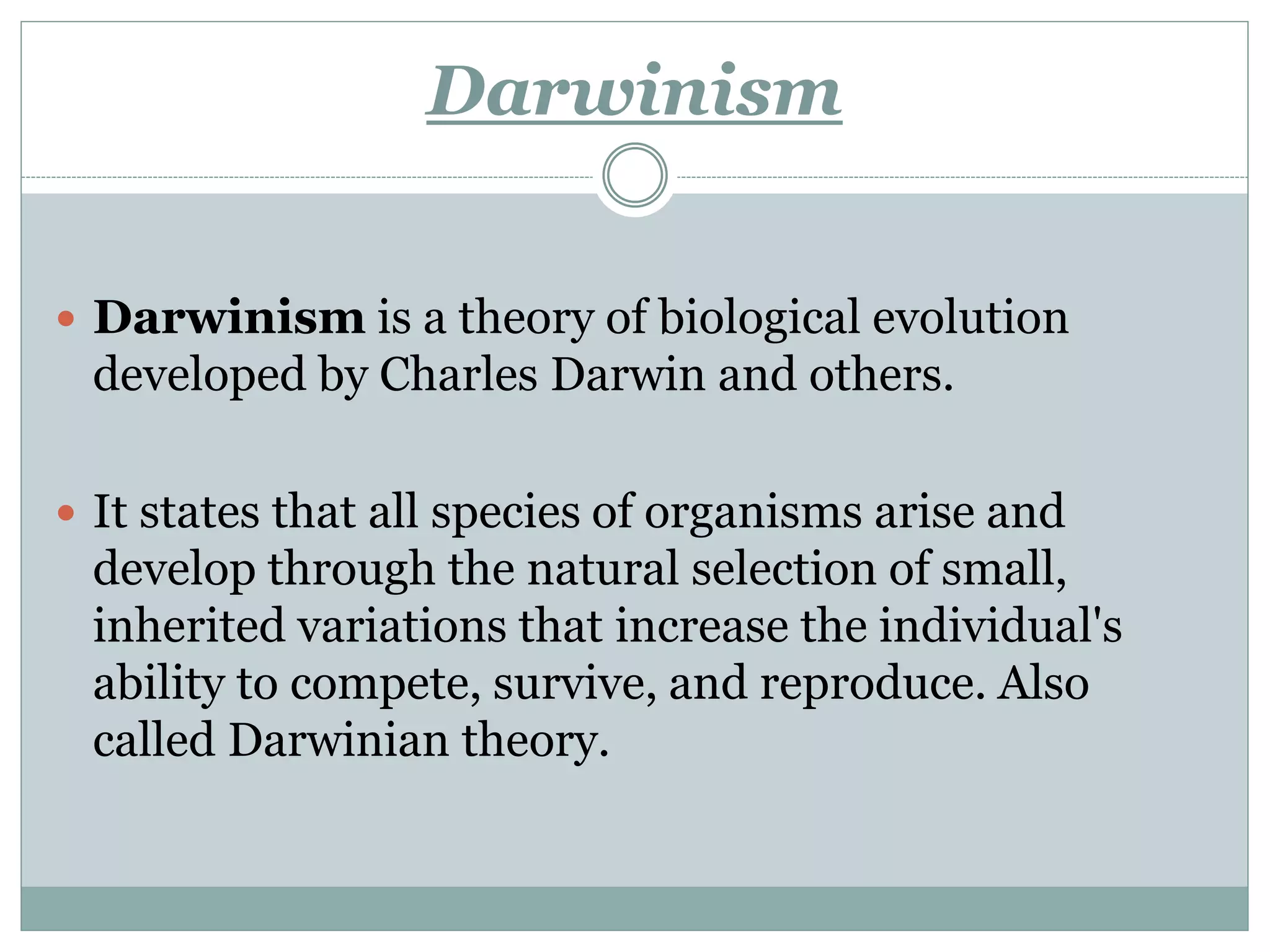 Darwinism and natural selection | PPTX