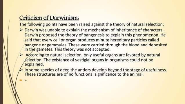 Darwinism theory and its criticism | PPTX