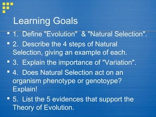 Darwin natural selectionnotes | PPT