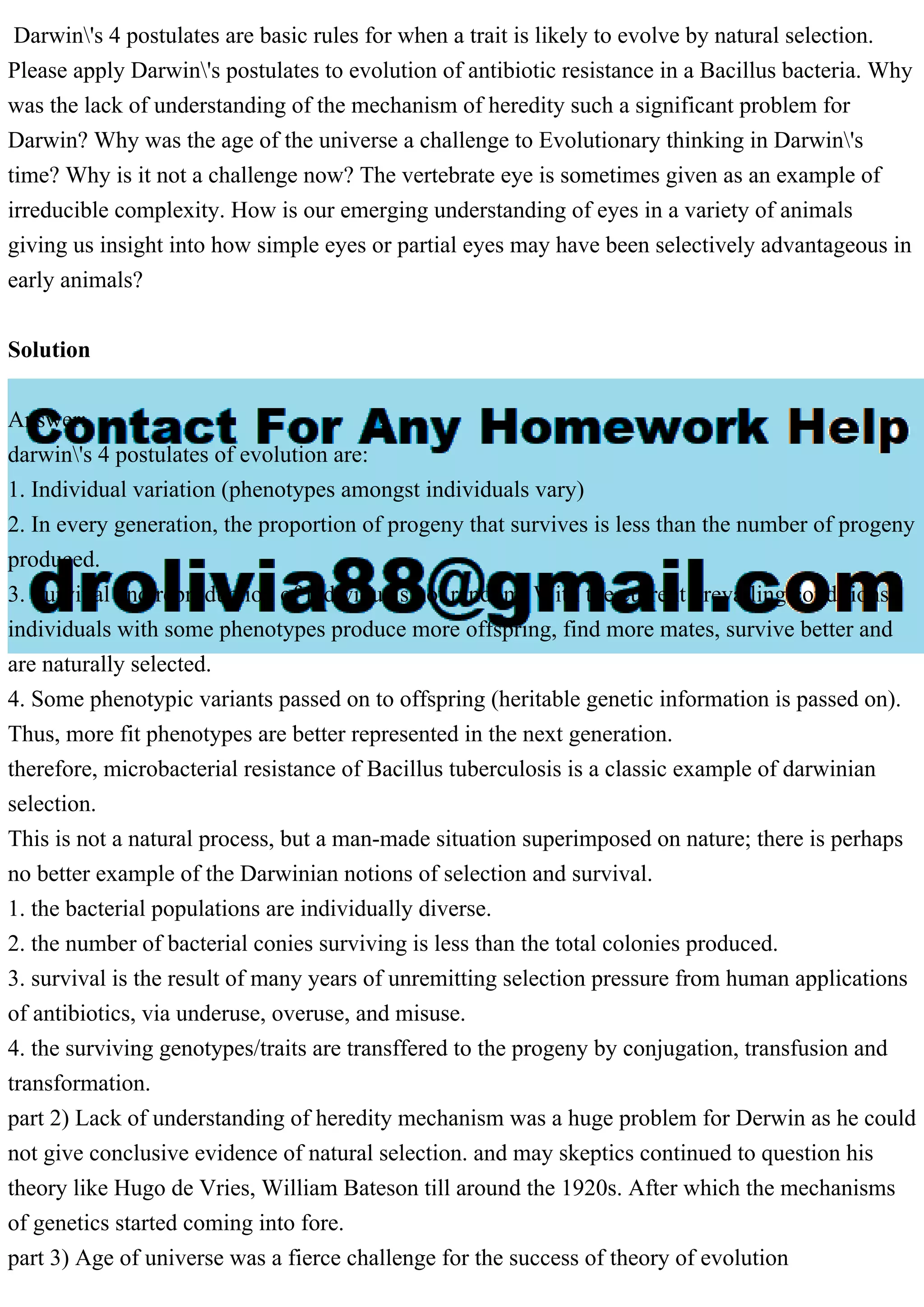 Darwins 4 postulates are basic rules for when a trait is likely to .pdf