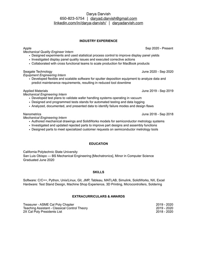 Darya darvish resume | PDF | Technology & Computing