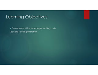 Issues in the design of Code Generator | PDF