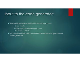 Issues in the design of Code Generator | PDF