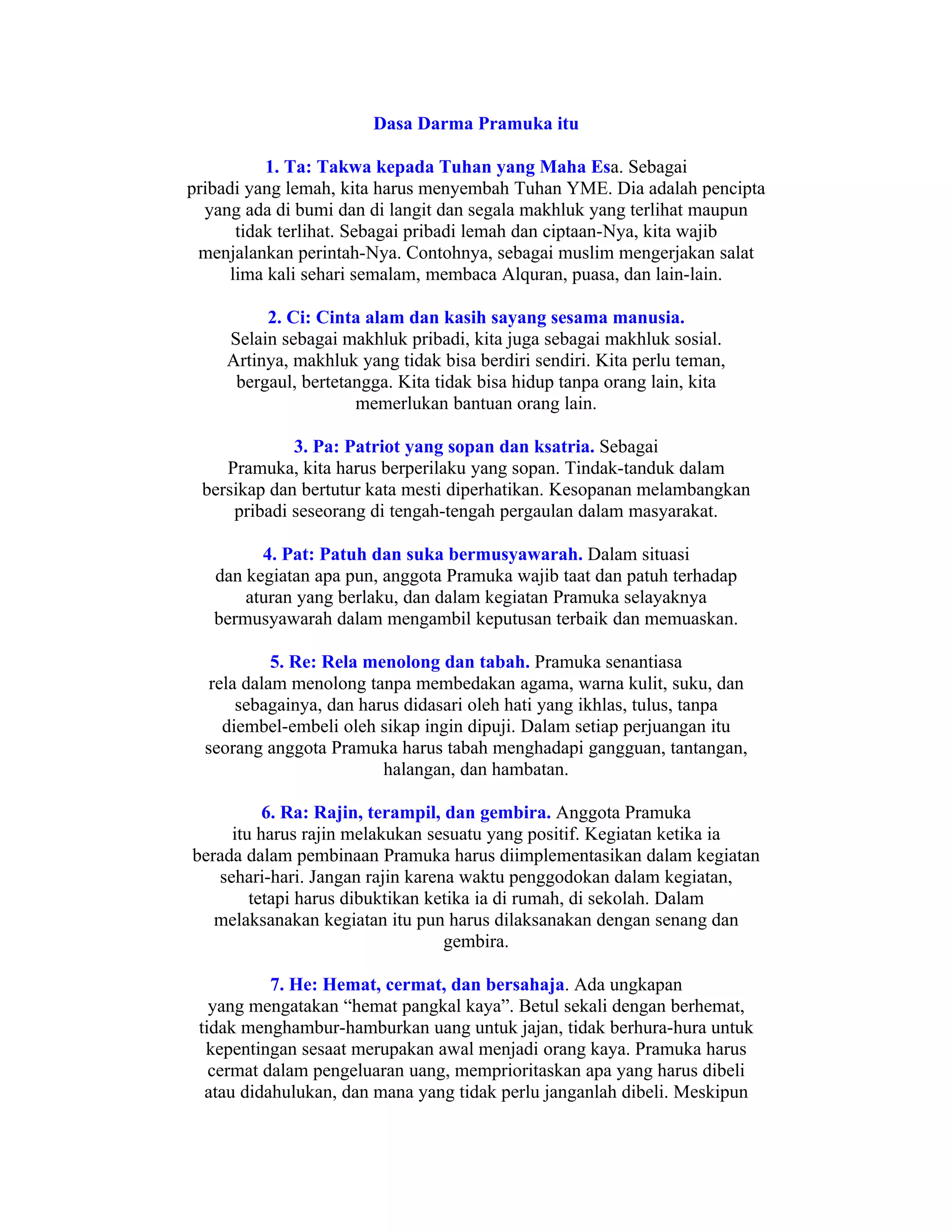 Dasa darma pramuka | DOC