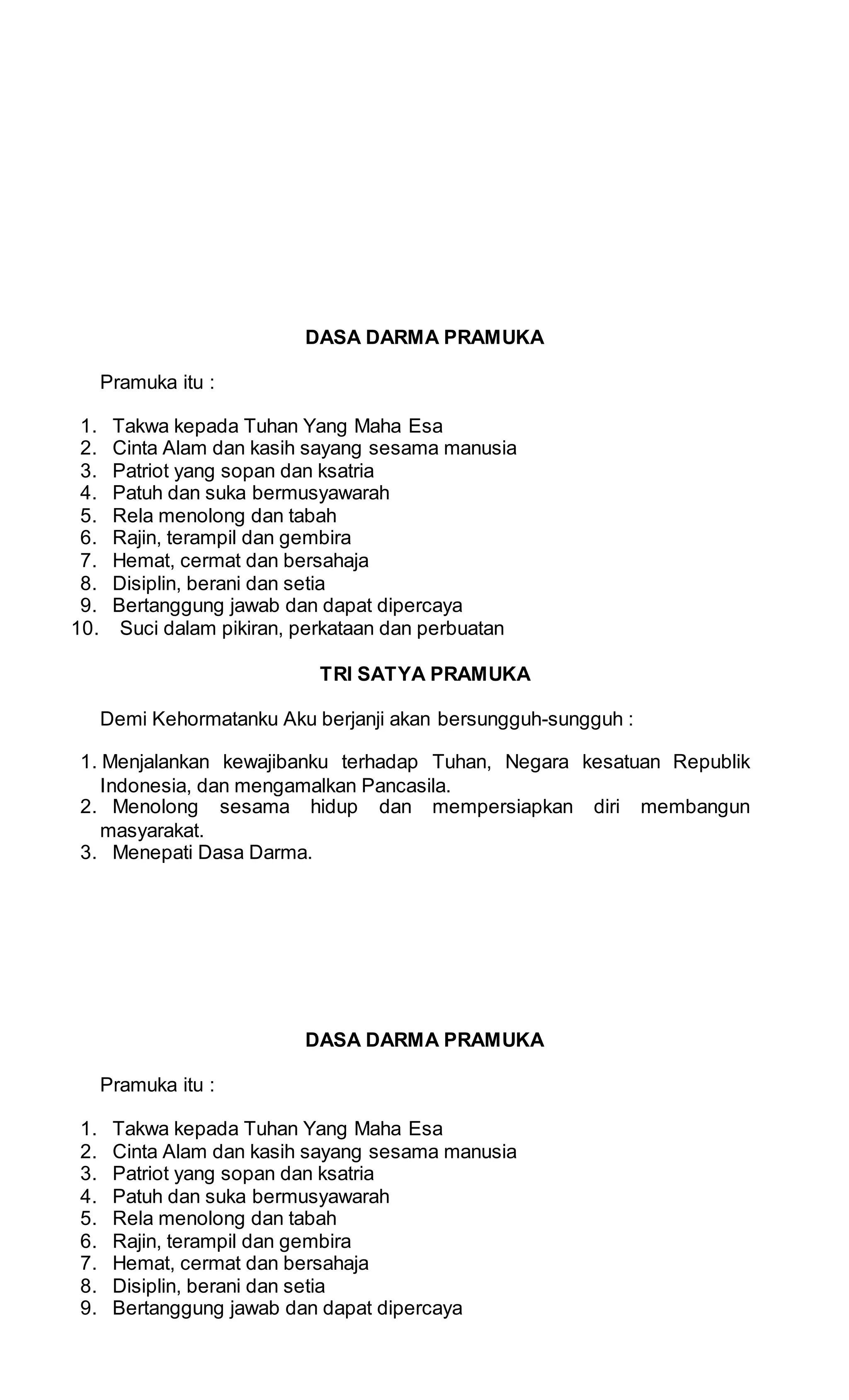 Dasa darma pramuka | DOCX