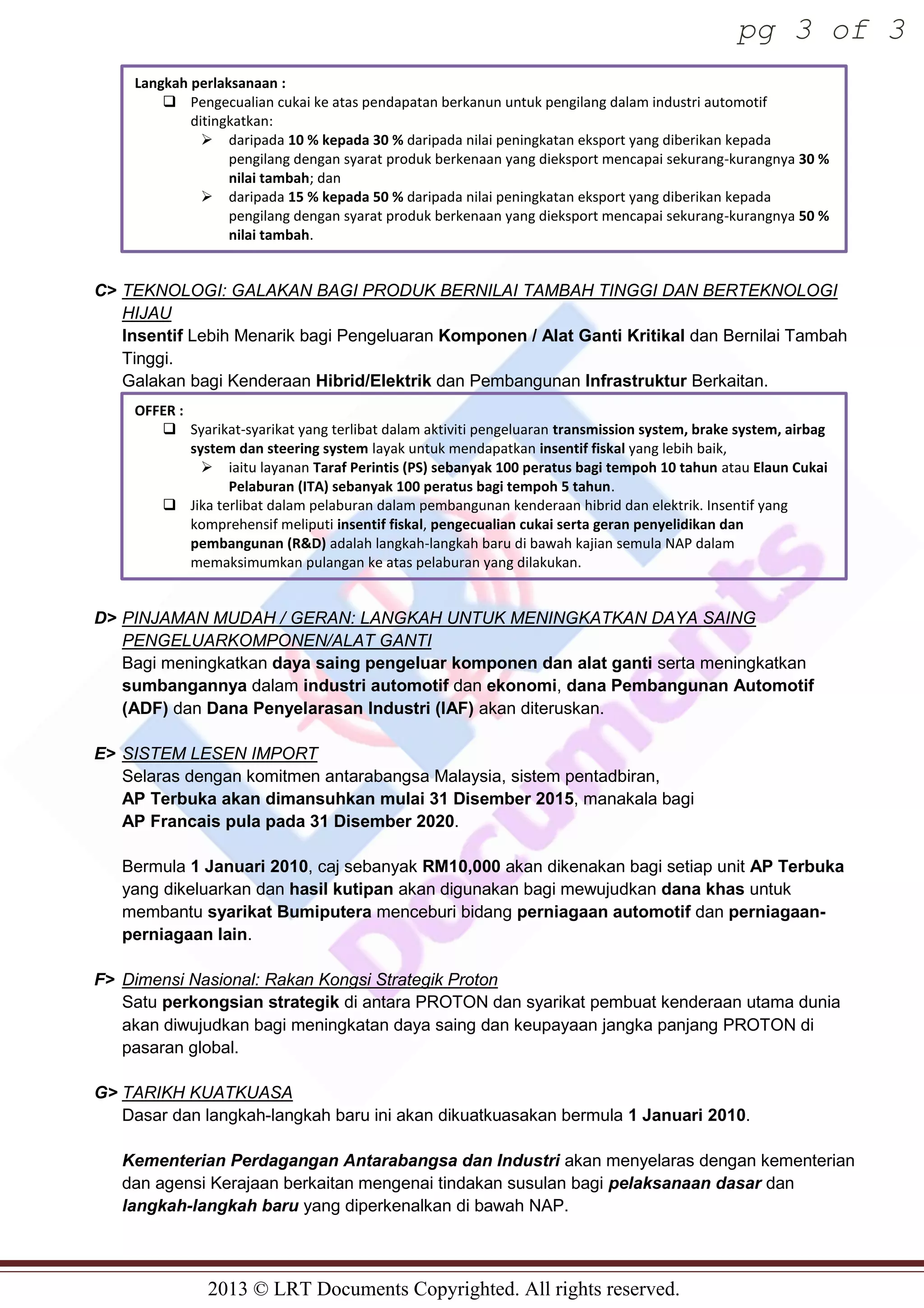 Dasar automotif Nasional (NAP) | PDF