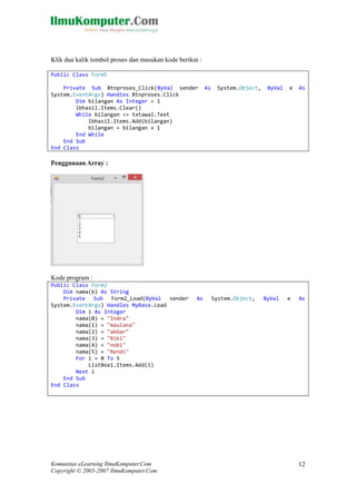 Dasar dasar-pemrograman-visual-studio-2010 | PDF
