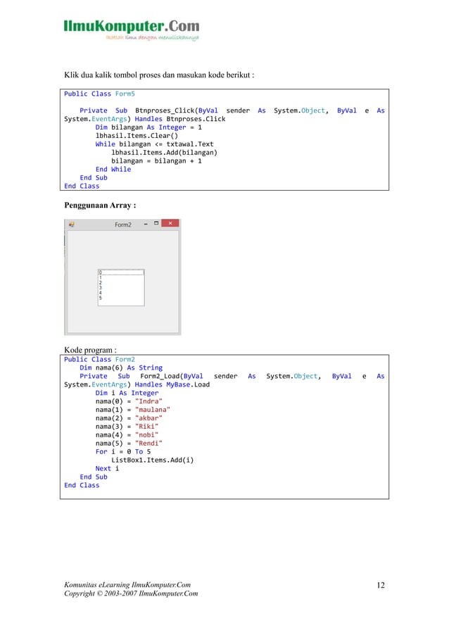 Dasar dasar-pemrograman-visual-studio-2010 | PDF