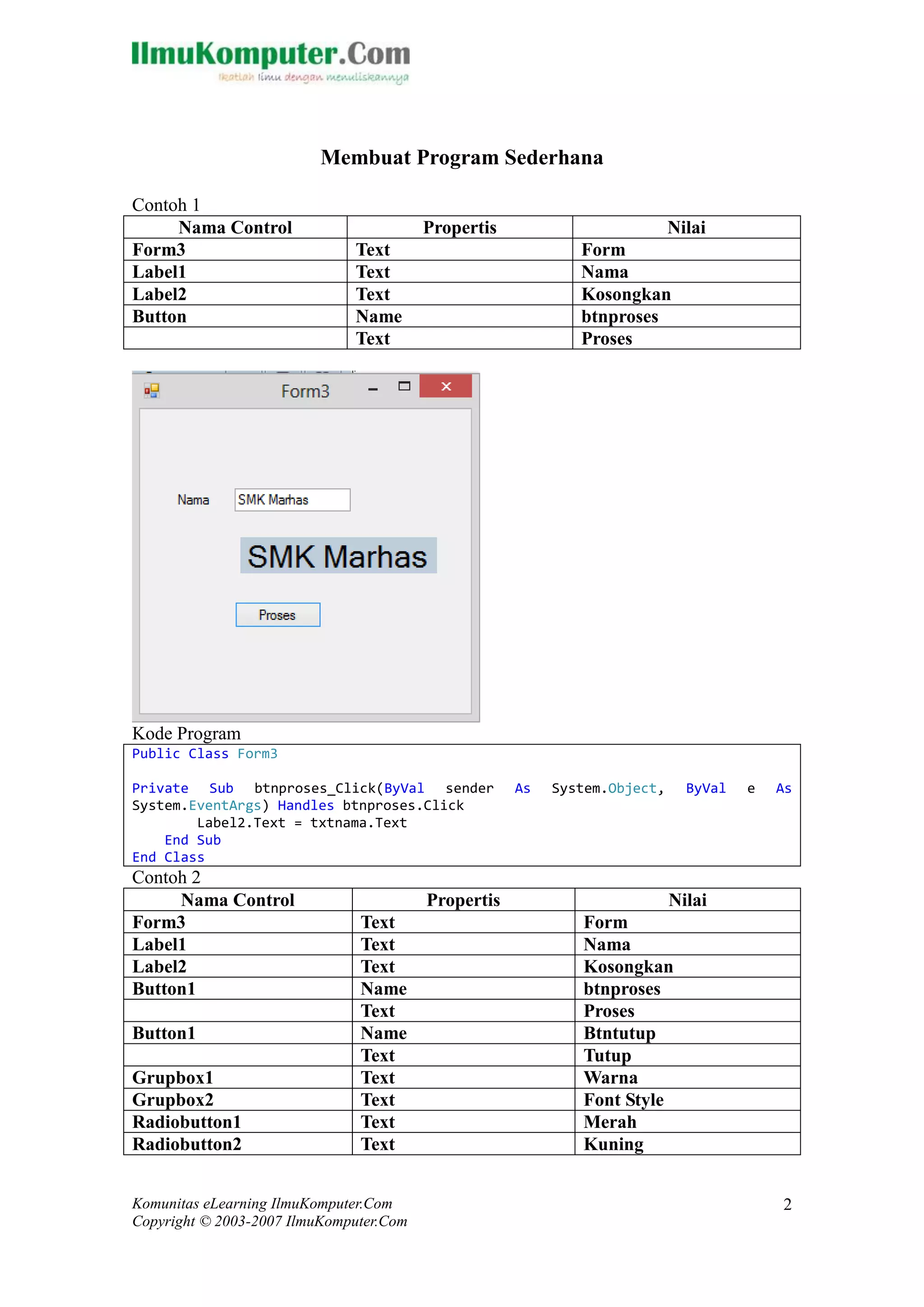 Dasar dasar-pemrograman-visual-studio-2010 | PDF