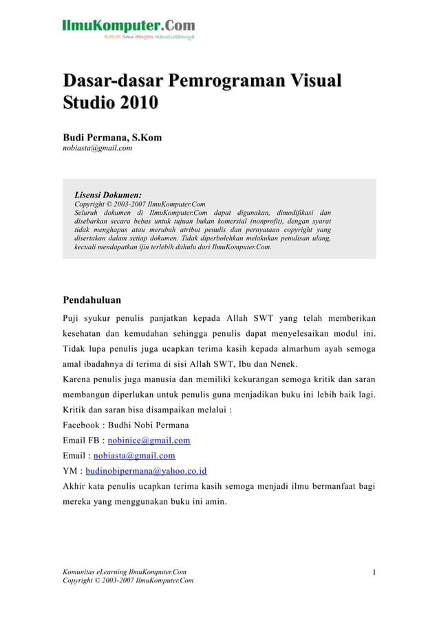 Dasar dasar-pemrograman-visual-studio-2010 | PDF