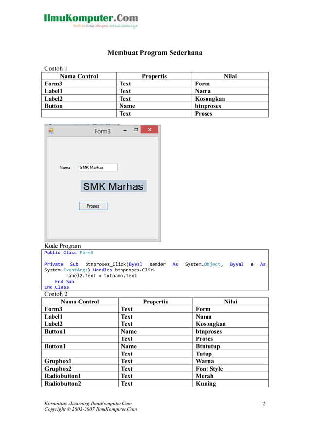 Dasar dasar-pemrograman-visual-studio-2010 | PDF