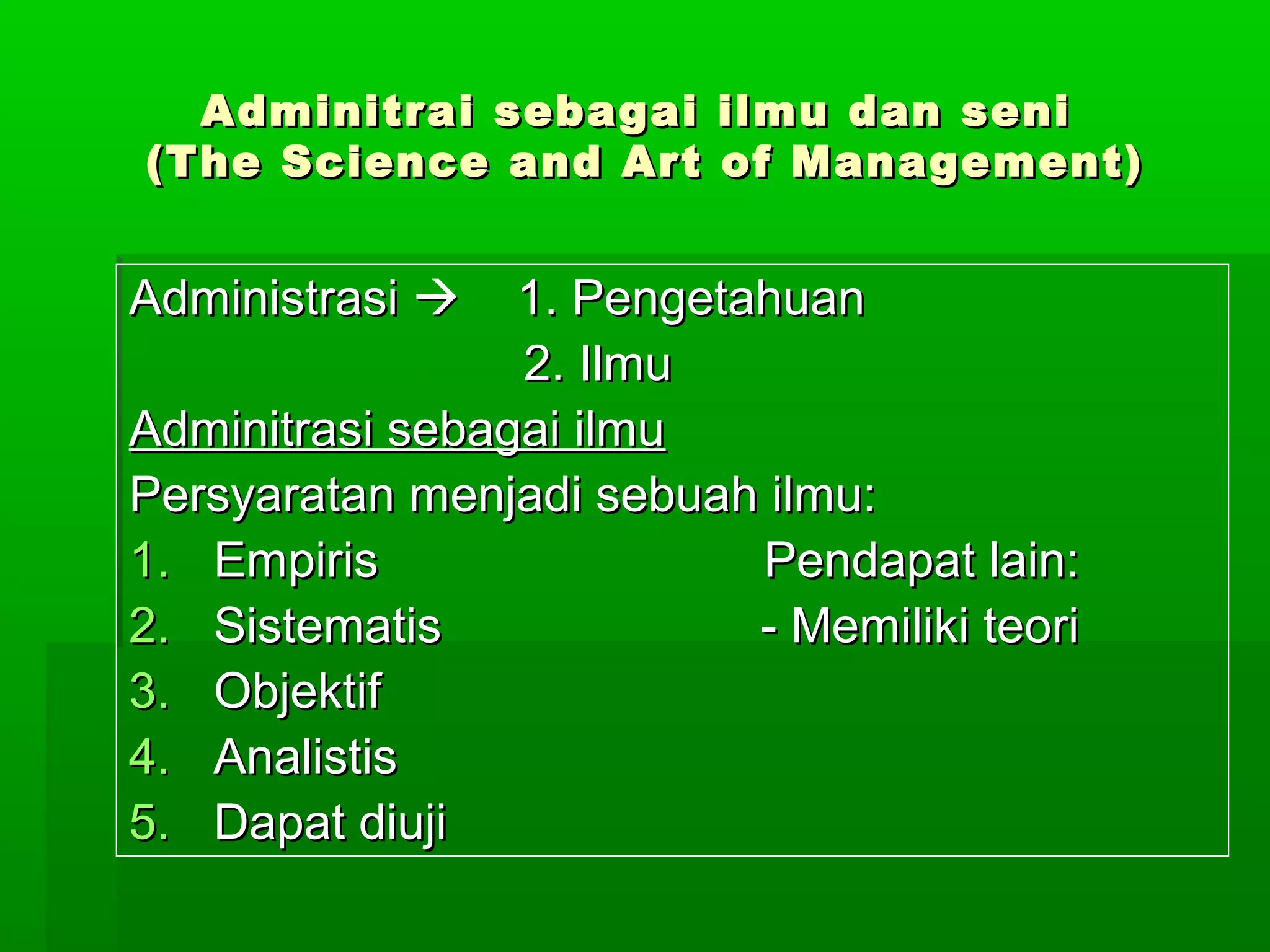 Dasar dasar administrasi | PPT