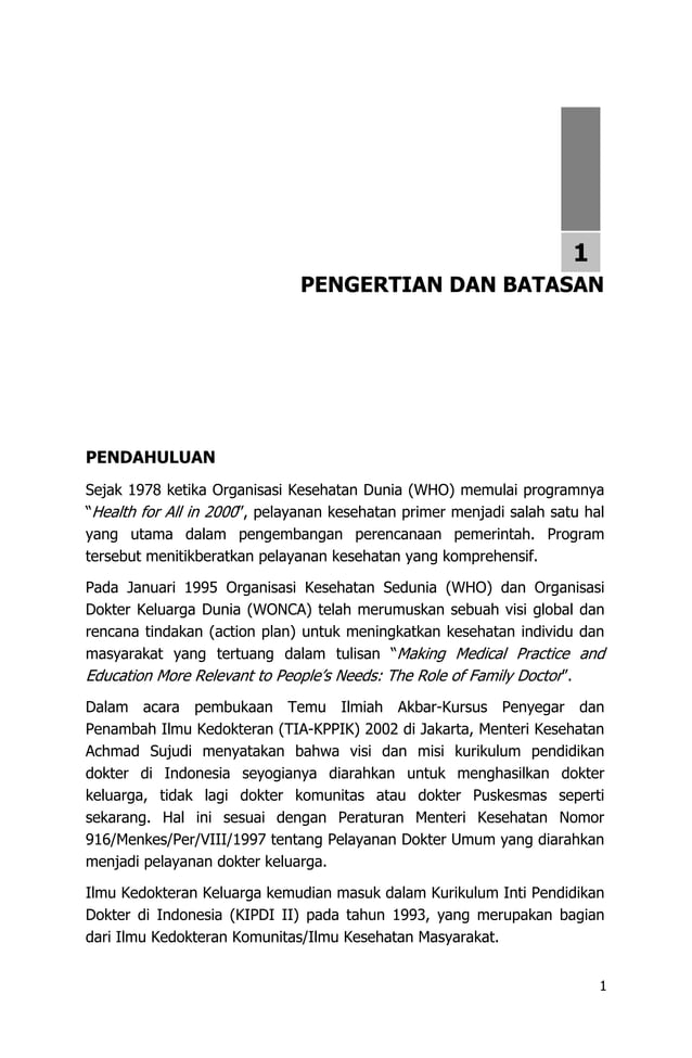 Dasar dasar kedokteran keluarga normal-bab 1 | PDF