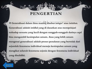 Dasar dasar logika= generalisasi berpikir | PPTX
