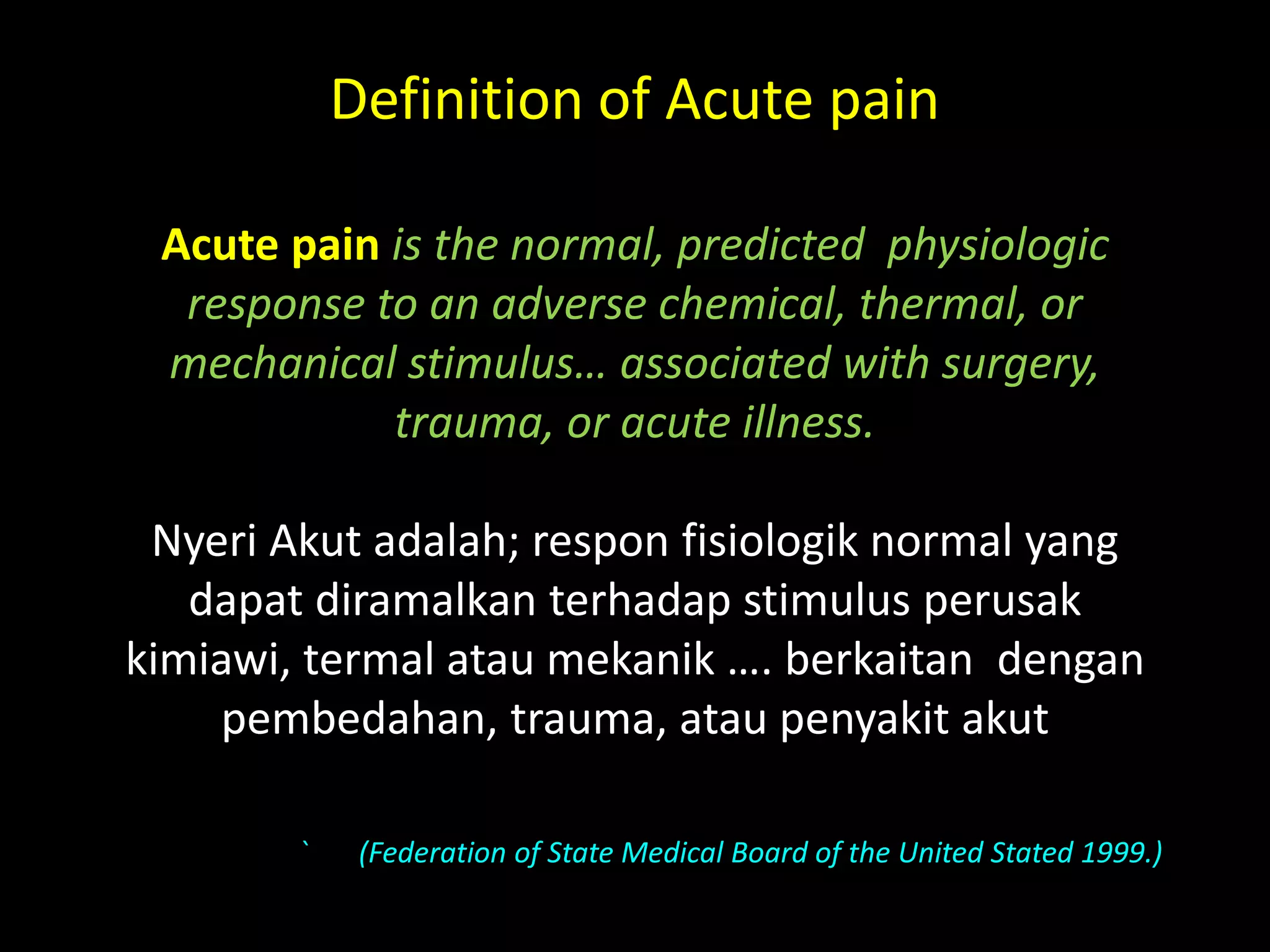 Dasar dasar nyeri akut, neuropatik dan kronik | PPTX