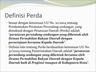 DASAR-DASAR PEMBENTUKAN PERDA | PPT