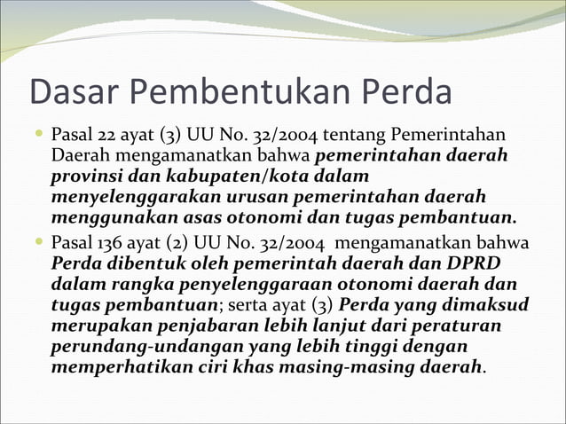 DASAR-DASAR PEMBENTUKAN PERDA | PPT