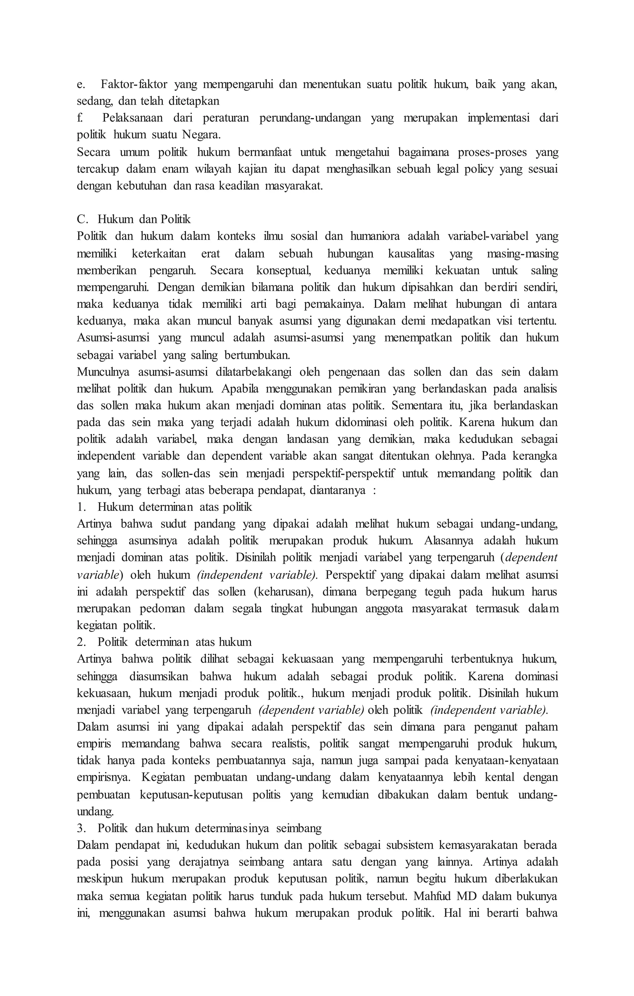 Dasar dasar politik hukum | DOCX