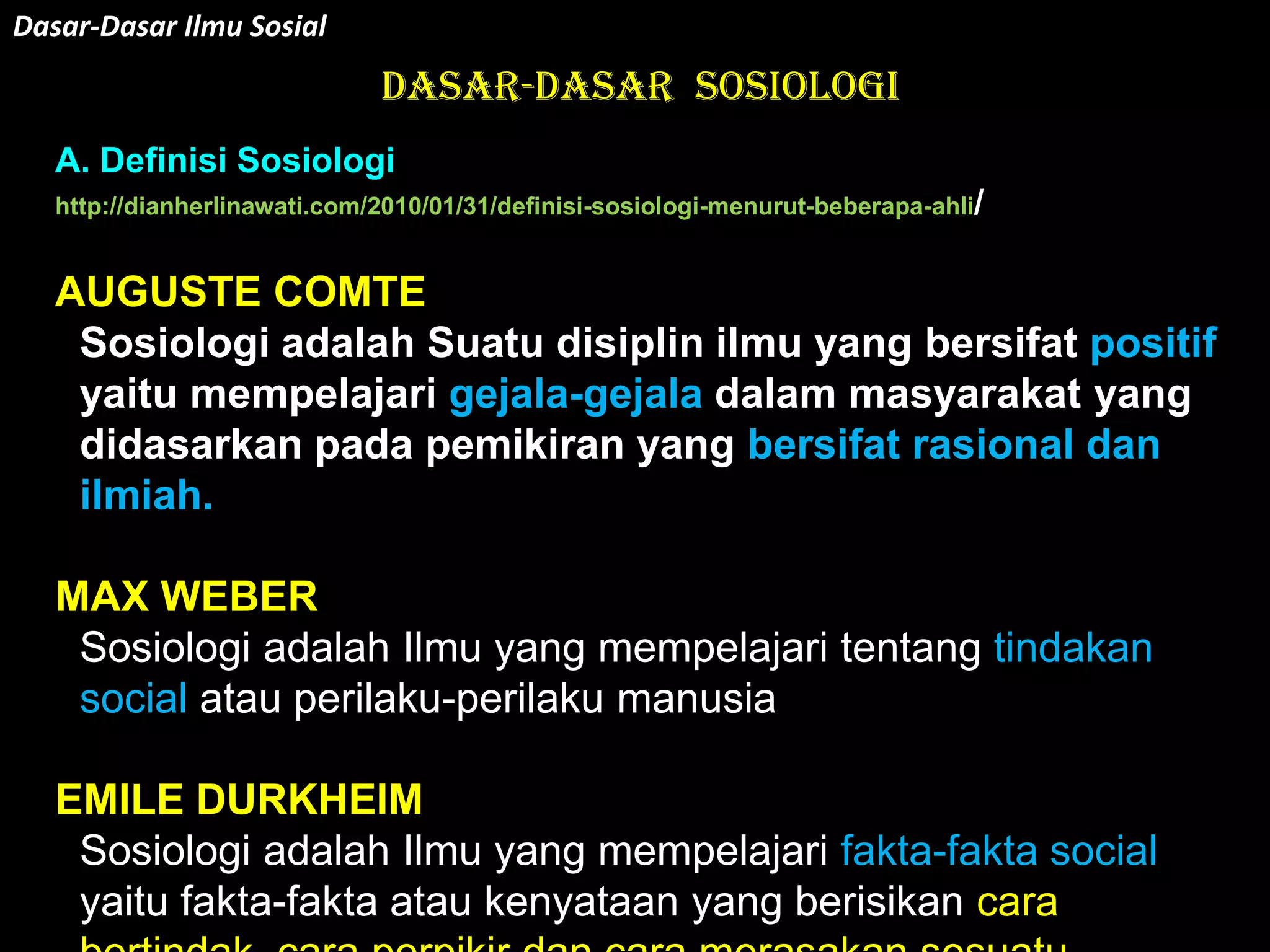 Dasar dasar sosiologi | PPTX