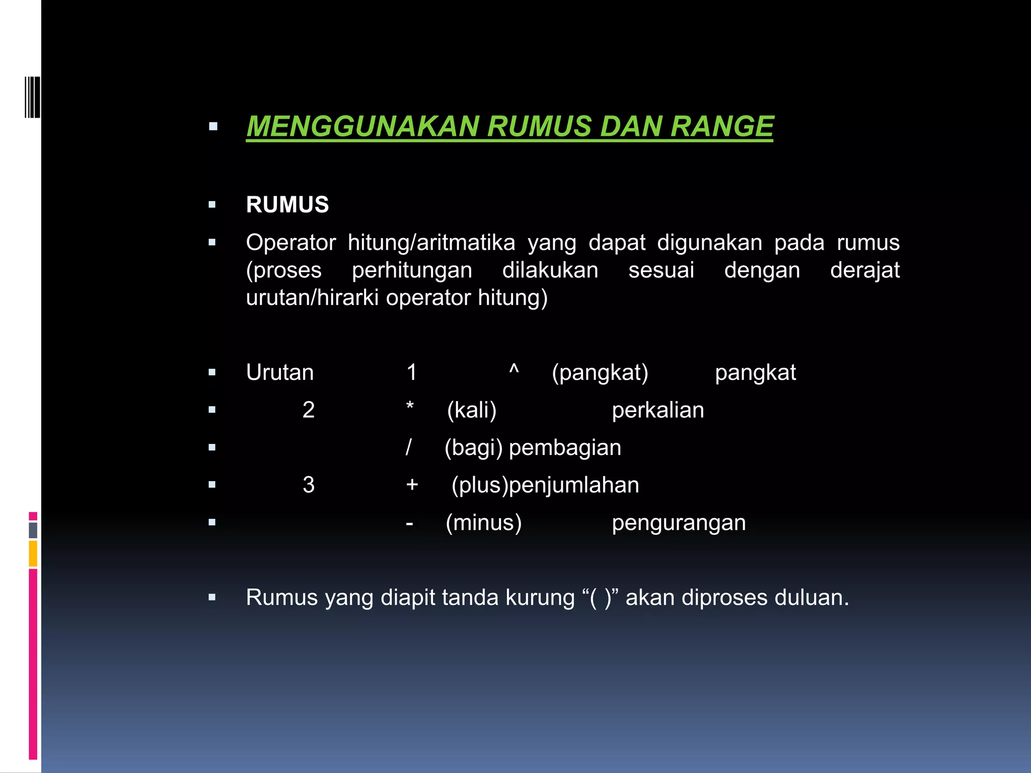 Dasar dasar spreadshet | PPTX