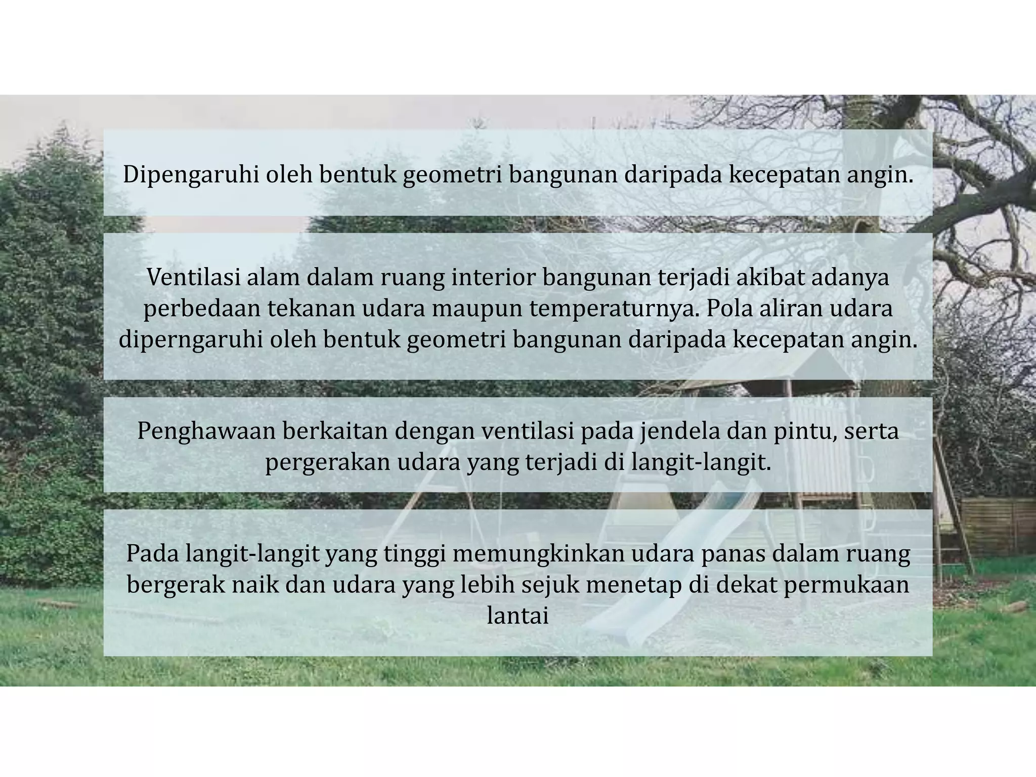 Dasar-Dasar Tata Ruang Pencahayaan Penghawaan dan Akustik | PPTX