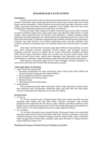 DASAR-DASAR TAX PLANNING | PDF