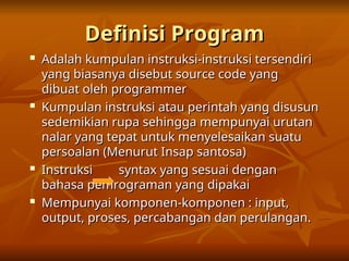 Dasar Pemrograman komputer materi ilmu komputer | PPT