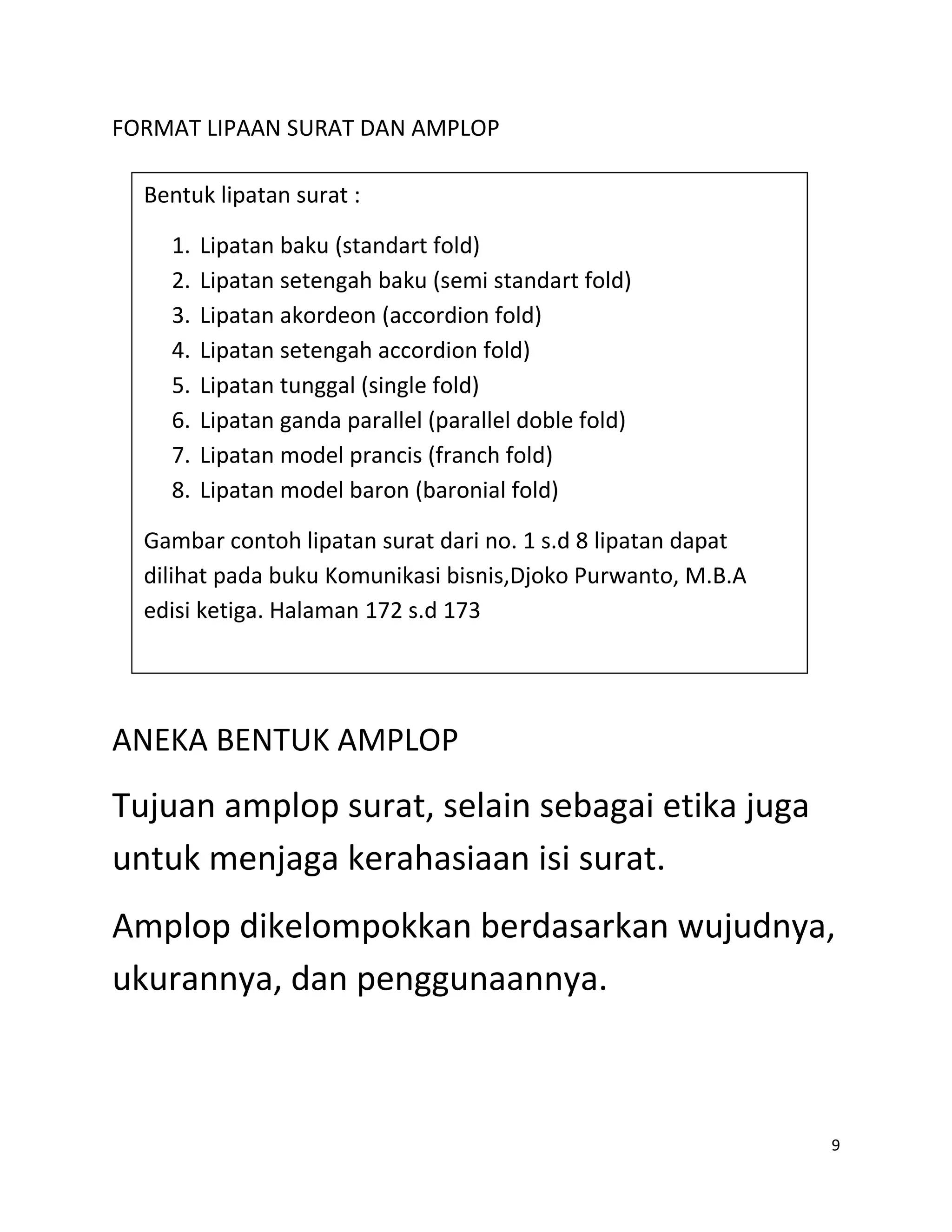 Dasar korespondensi bisnis | DOCX