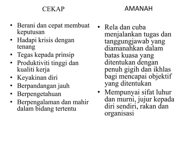 Dasar bersih, cekap dan amanah | PPTX