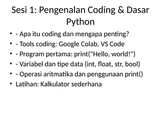 Dasar-Dasar Coding untuk pemula banget bisa juga untuk guru SMP | PPTX
