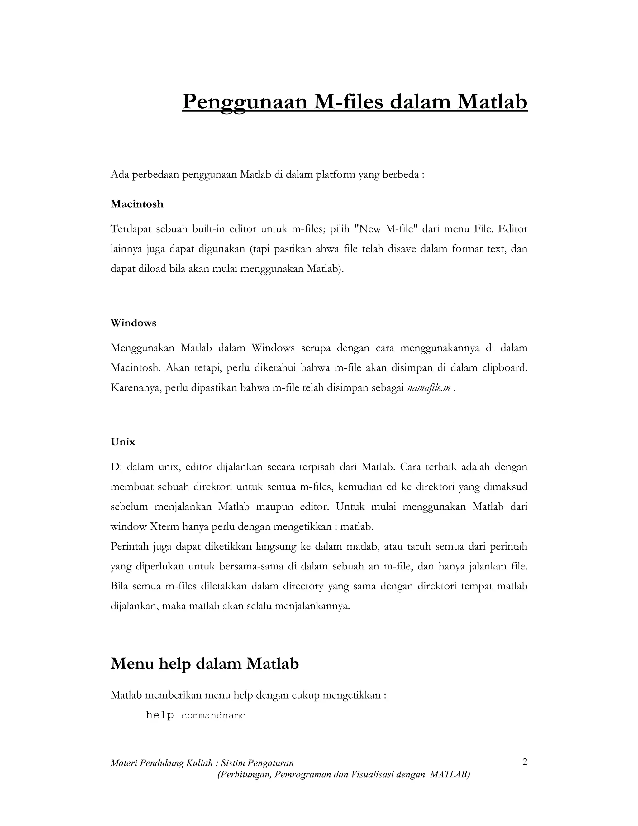 Dasar control system dengan matlab | PDF