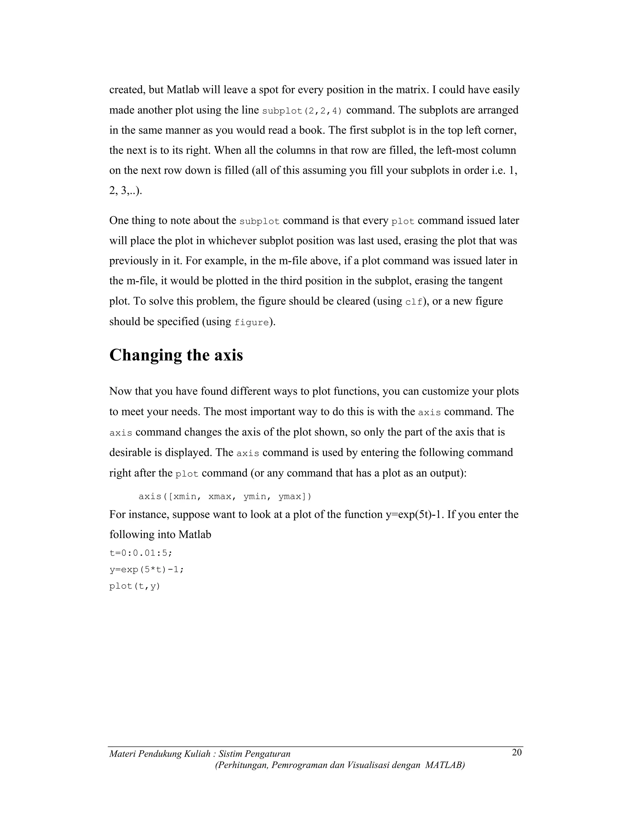 Dasar control system dengan matlab | PDF