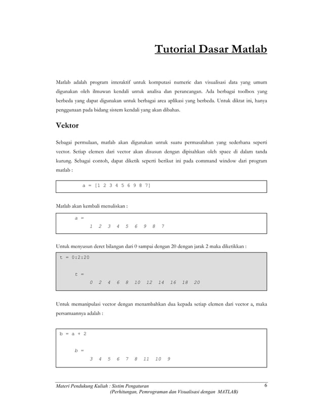 Dasar control system dengan matlab | PDF