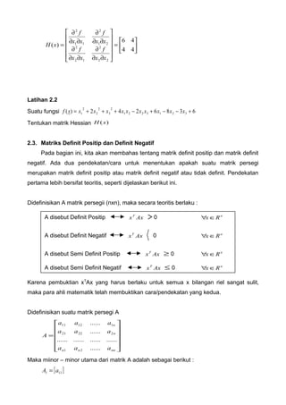 Dasar dasar matematika teknik optimasi (matrix hessian) | DOC