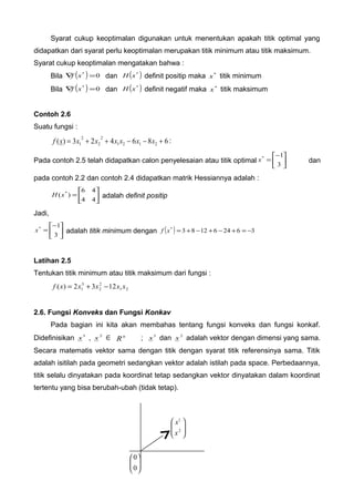 Dasar dasar matematika teknik optimasi (matrix hessian) | DOC