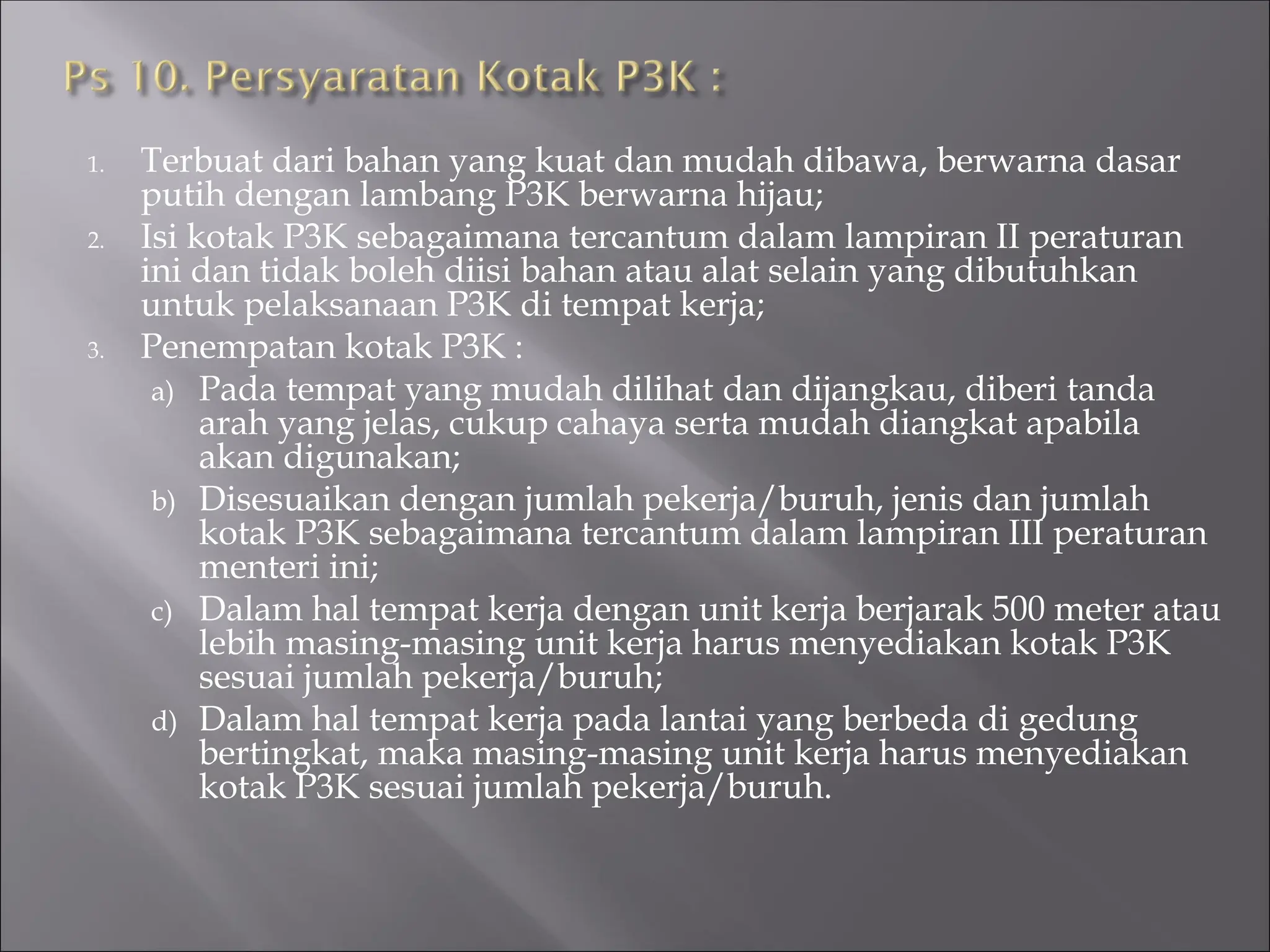 Dasar Dasar P3K Ditempat Kerja Secara Umum | PDF