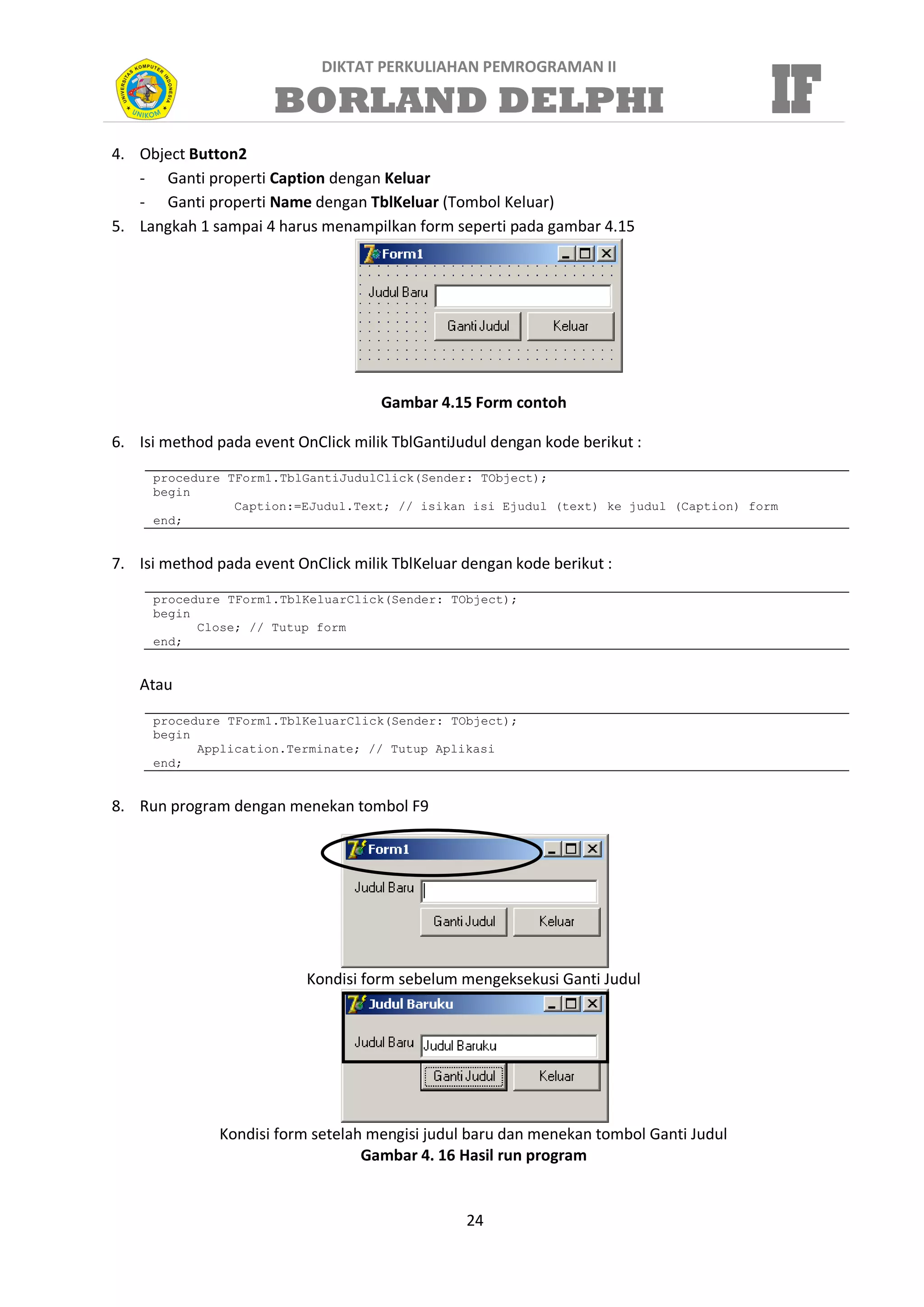 Dasar dasar pemograman_delphi | PDF