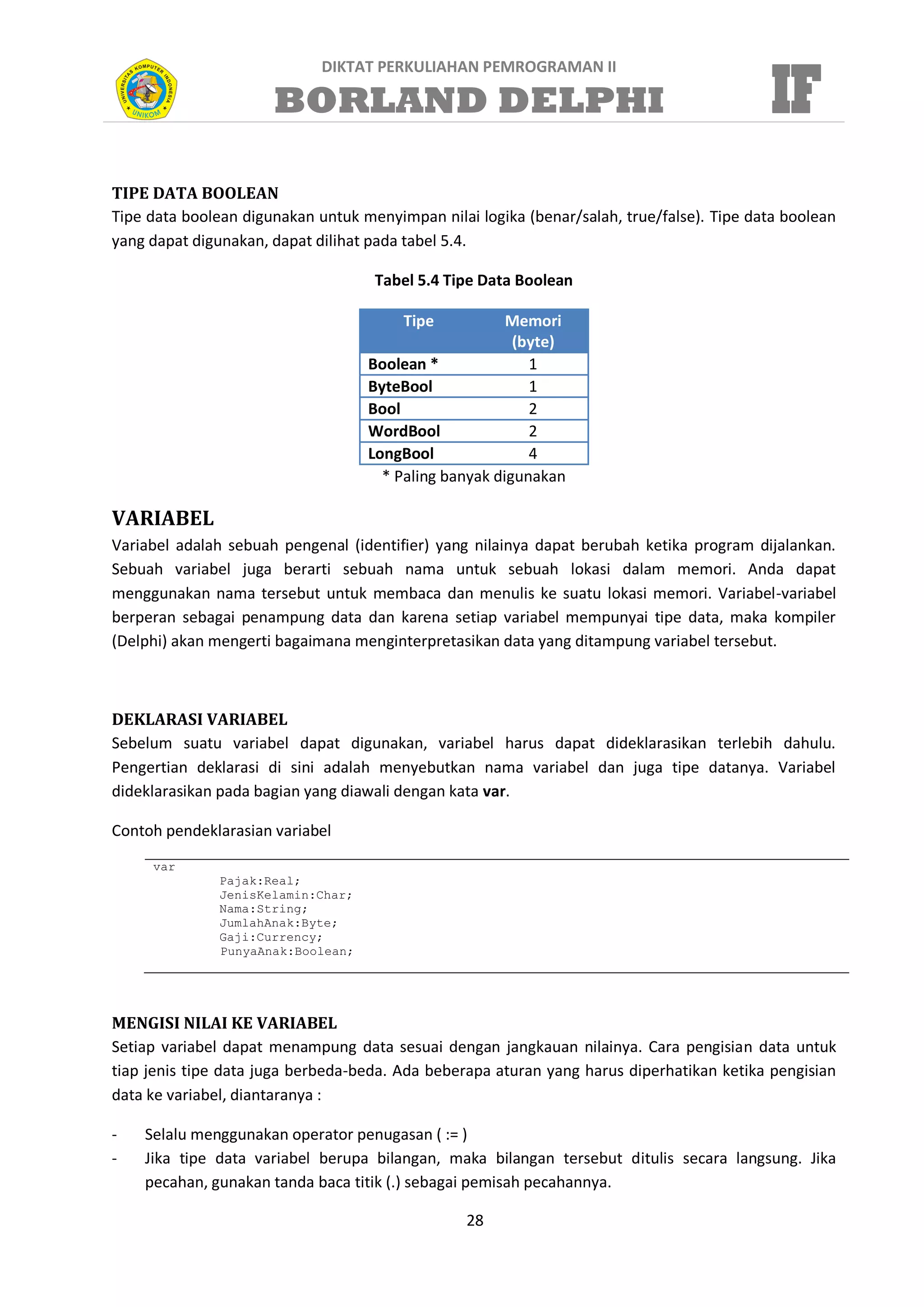 Dasar dasar pemograman_delphi | PDF
