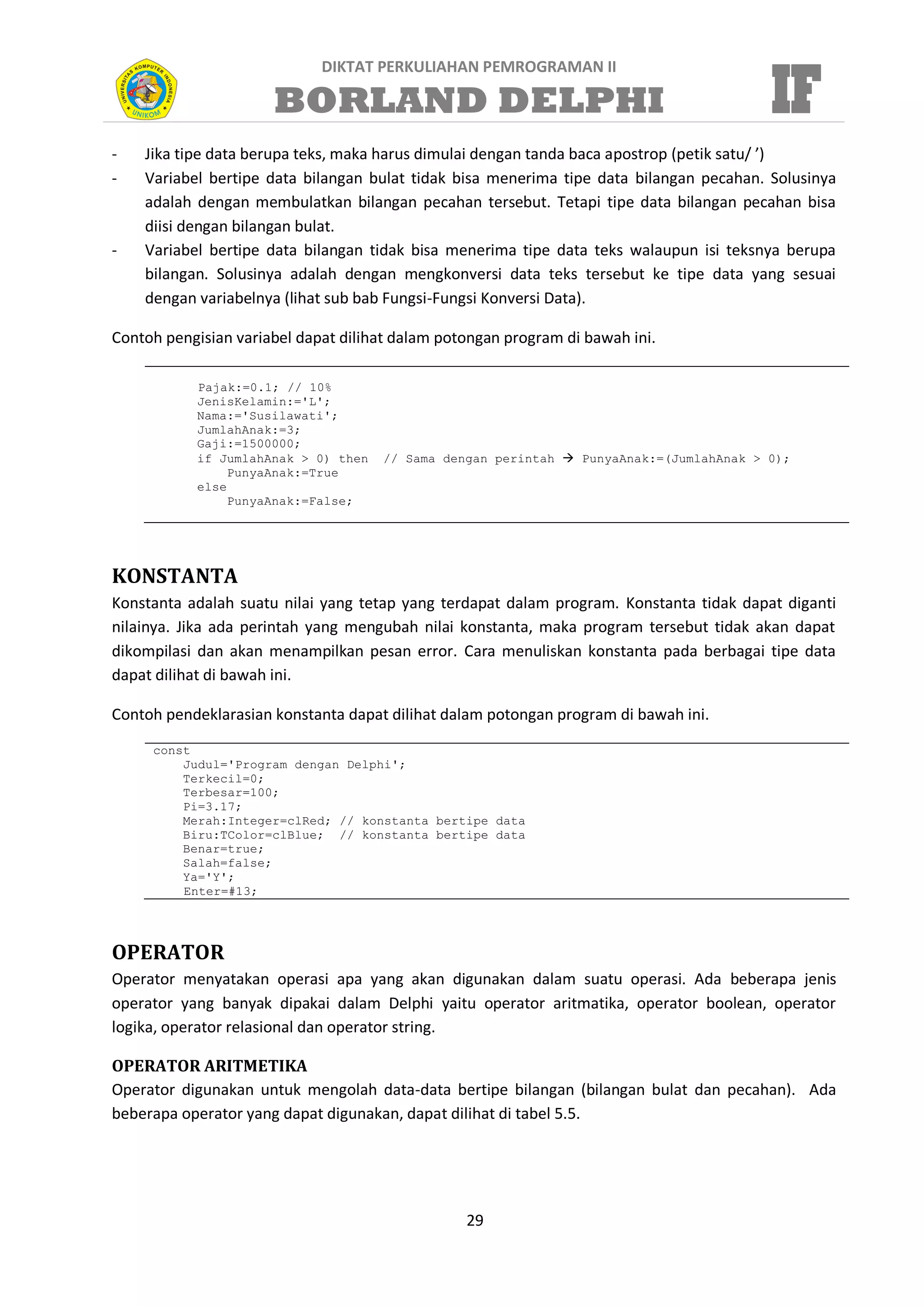 Dasar dasar pemograman_delphi | PDF