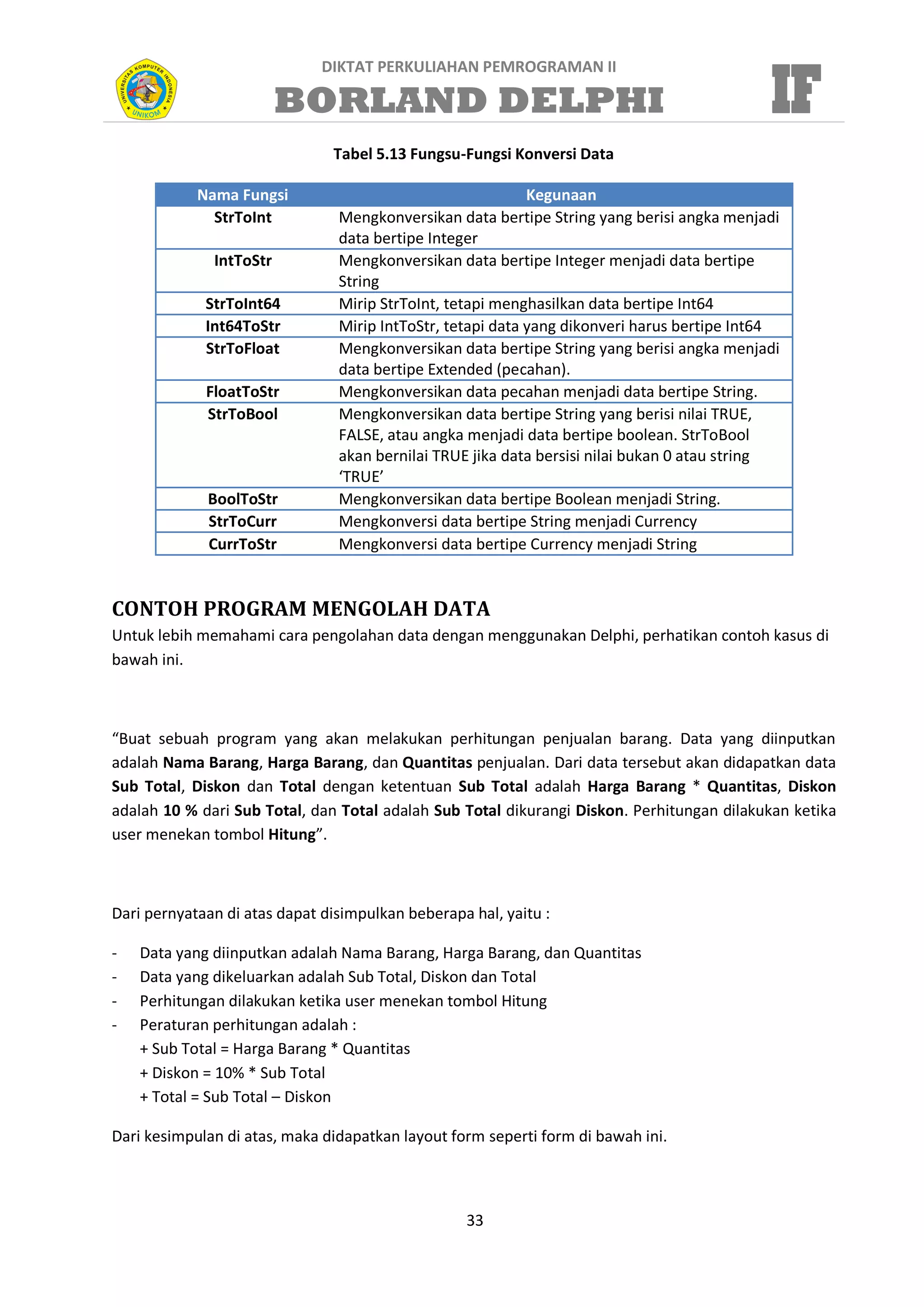 Dasar dasar pemograman_delphi | PDF