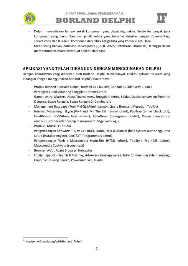 Dasar dasar pemograman_delphi | PDF