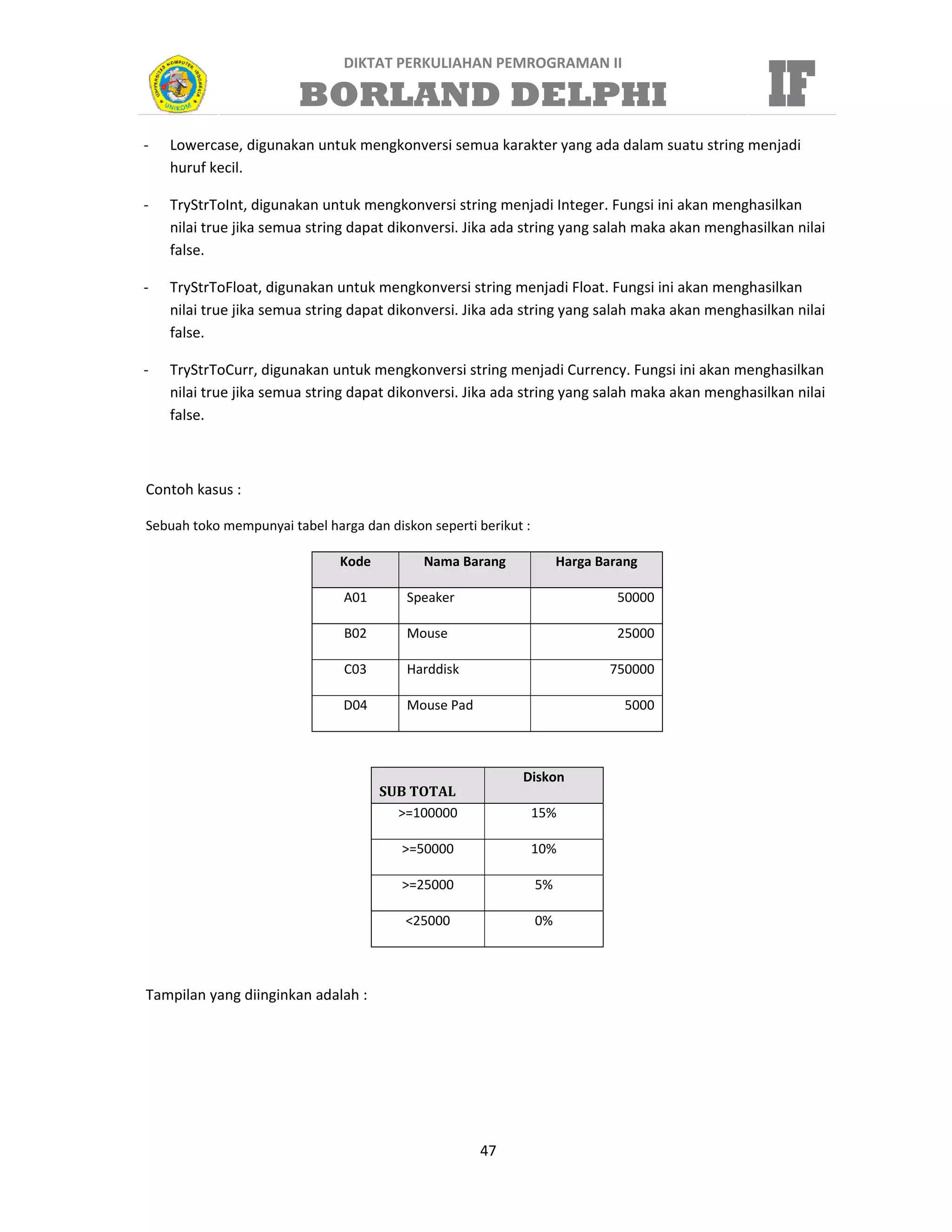 Dasar dasar percabangan_delphi | PDF