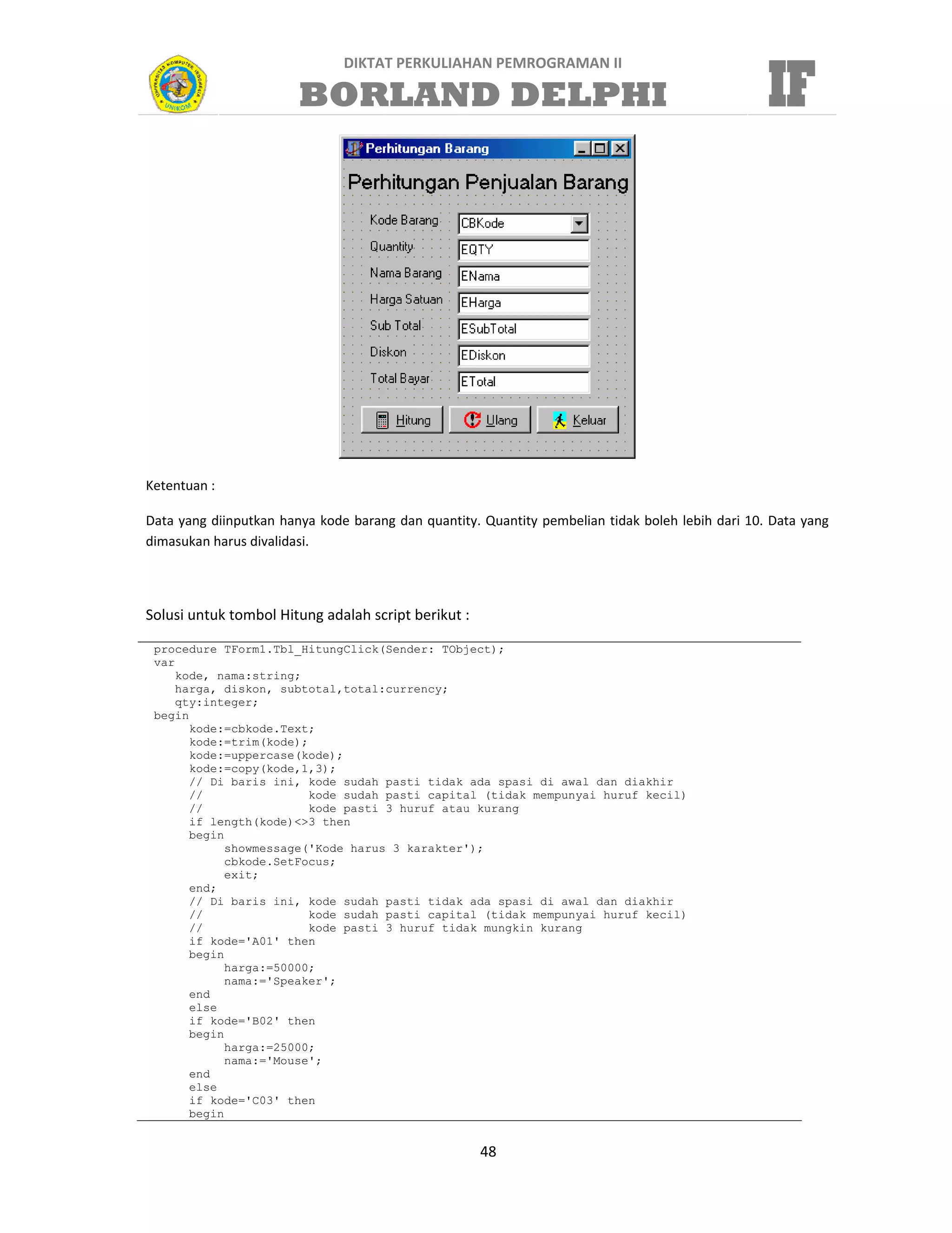 Dasar dasar percabangan_delphi | PDF