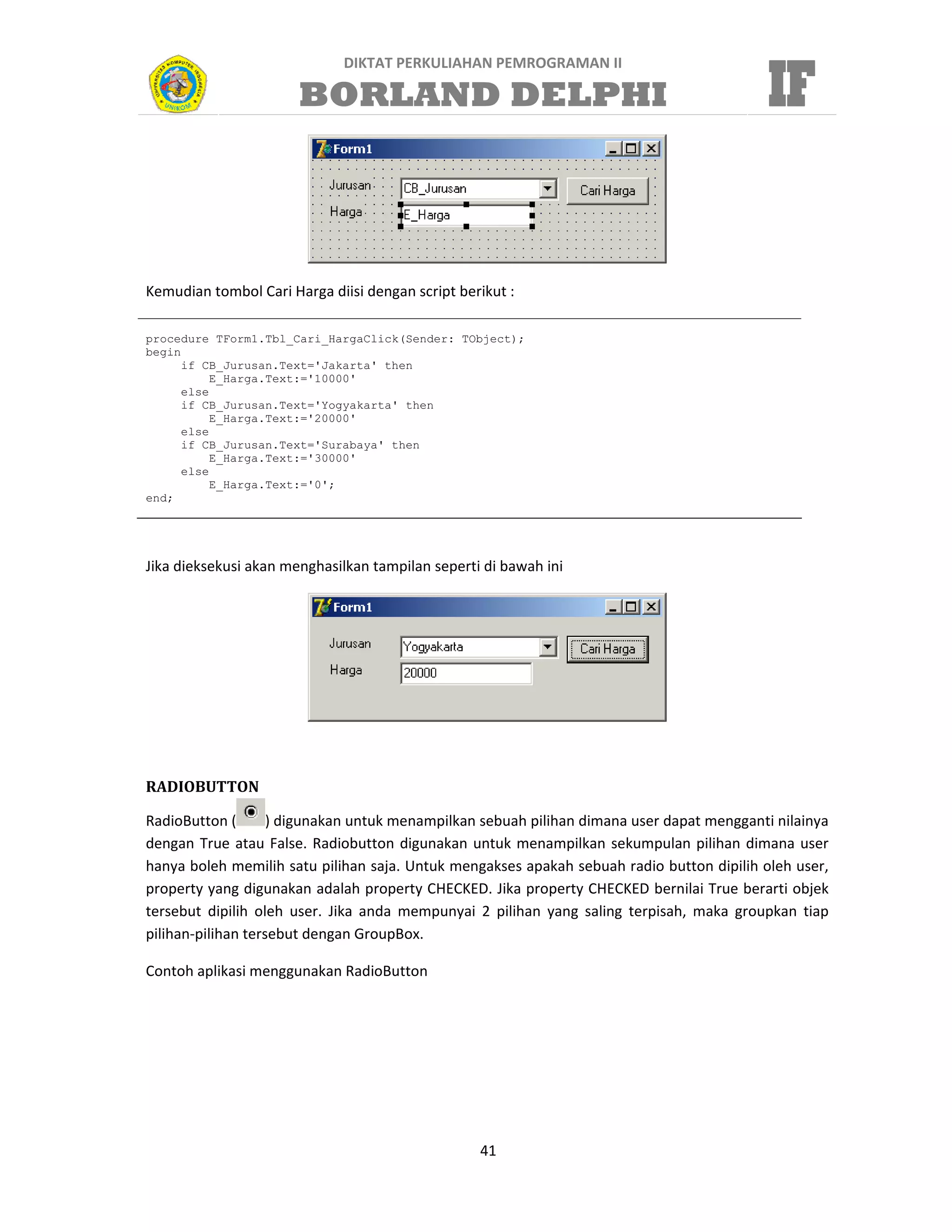 Dasar dasar percabangan_delphi | PDF